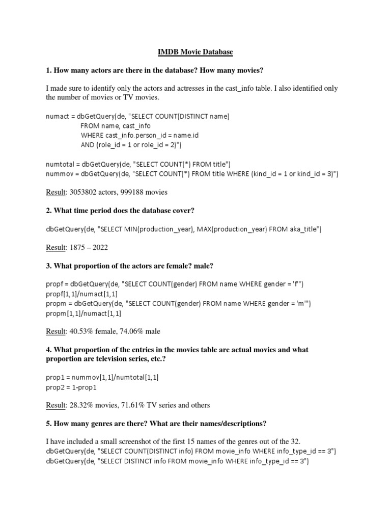 IMDB Movie Database | PDF | Databases | Data