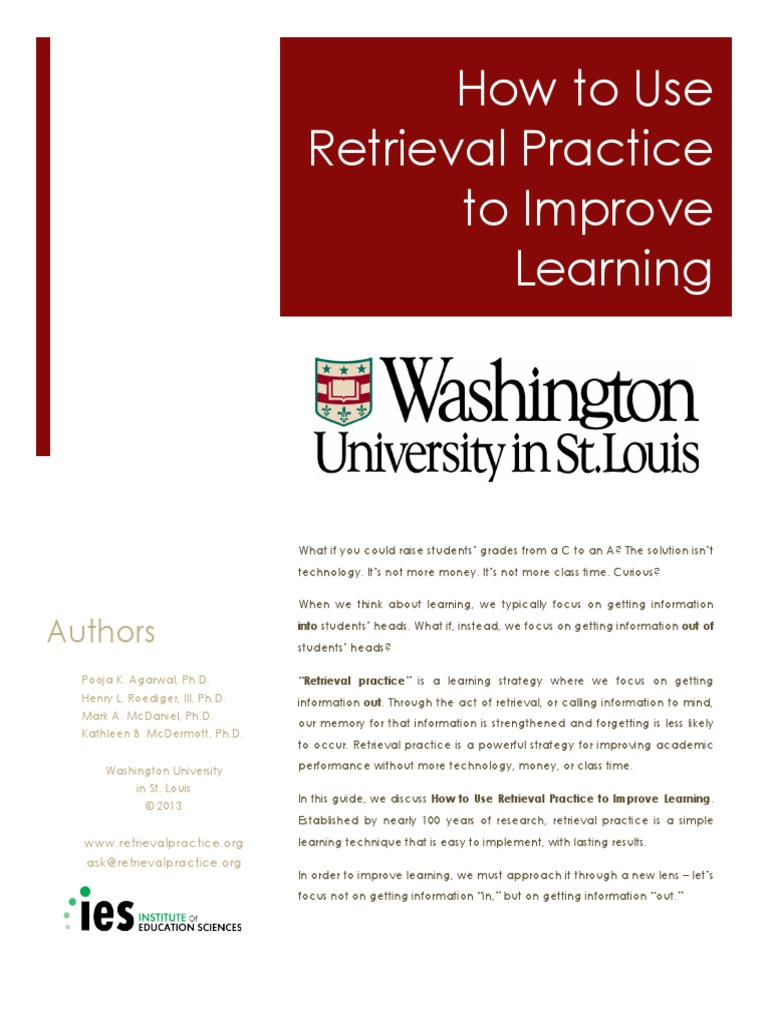 Retrieval Practice Guide | PDF | Recall (Memory) | Metacognition