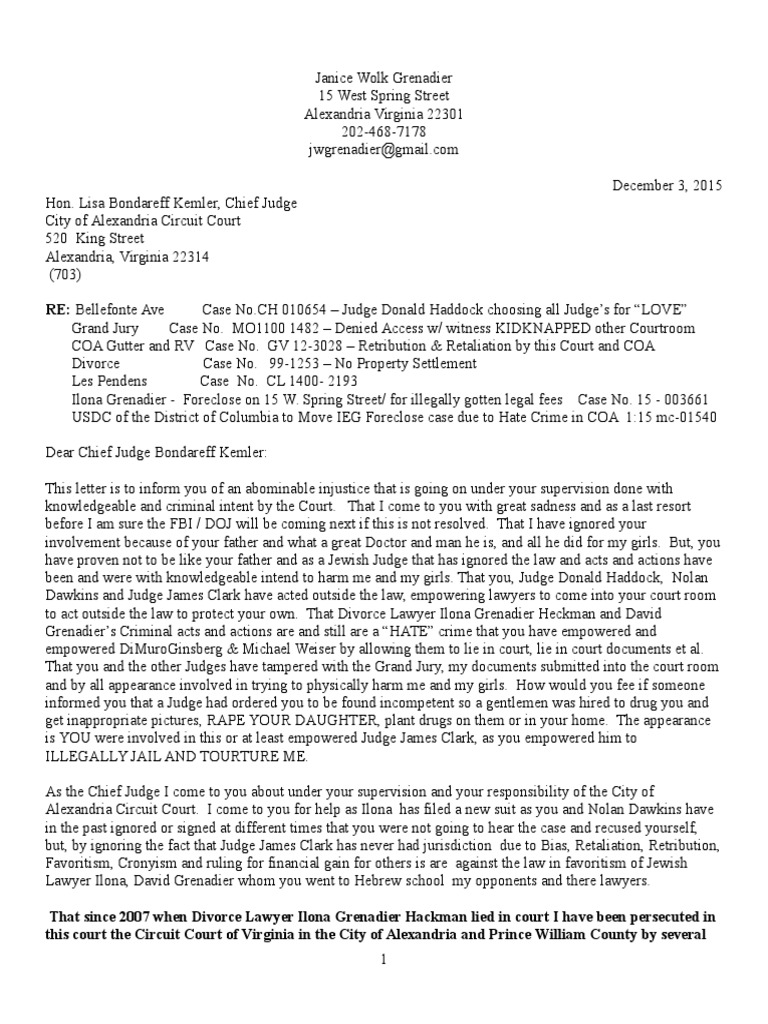 Letter Judge Lisa Kemler City of Alexandria | PDF | Judicial ...
