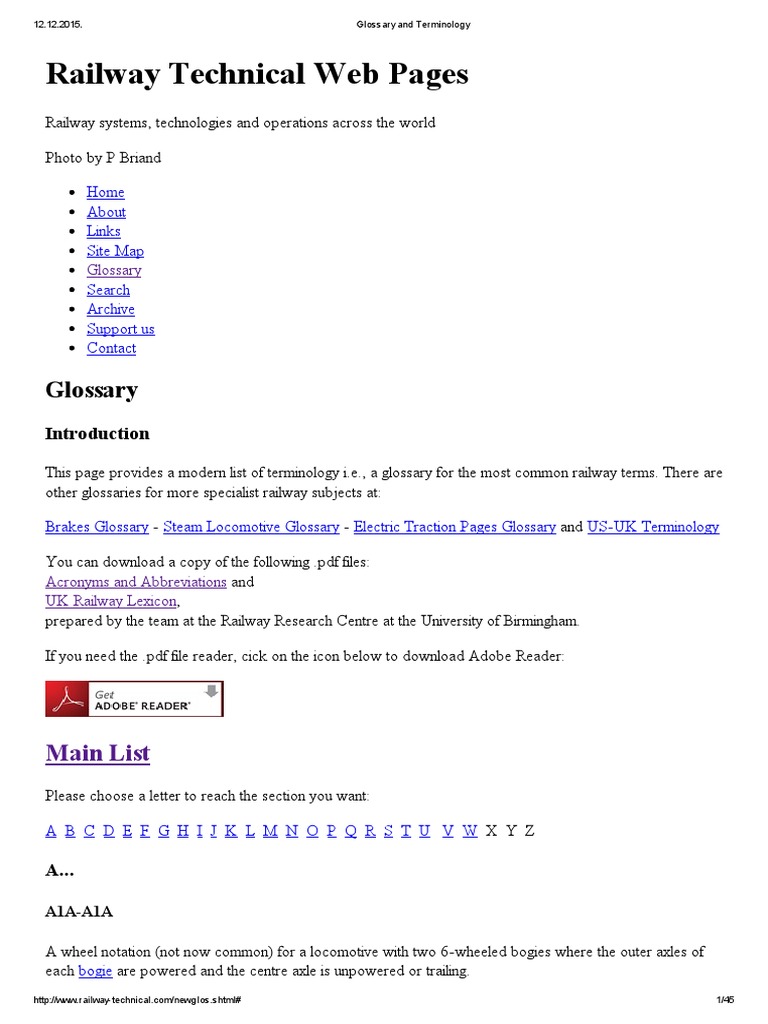 Glossary and Terminology | PDF | Rail Transport | Train