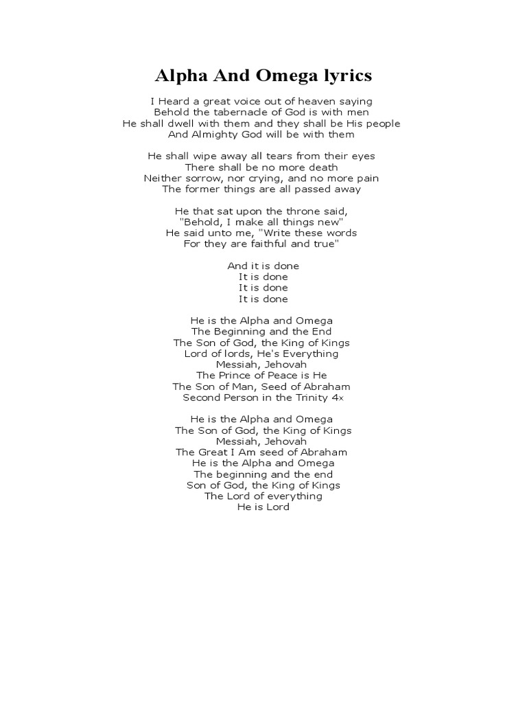 Alpha and Omega Lyrics | PDF