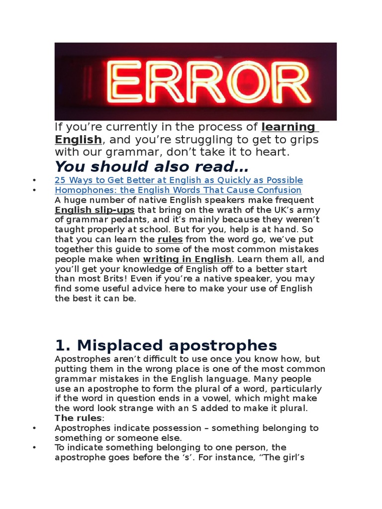 You Should Also Read : 1. Misplaced Apostrophes | PDF | English ...