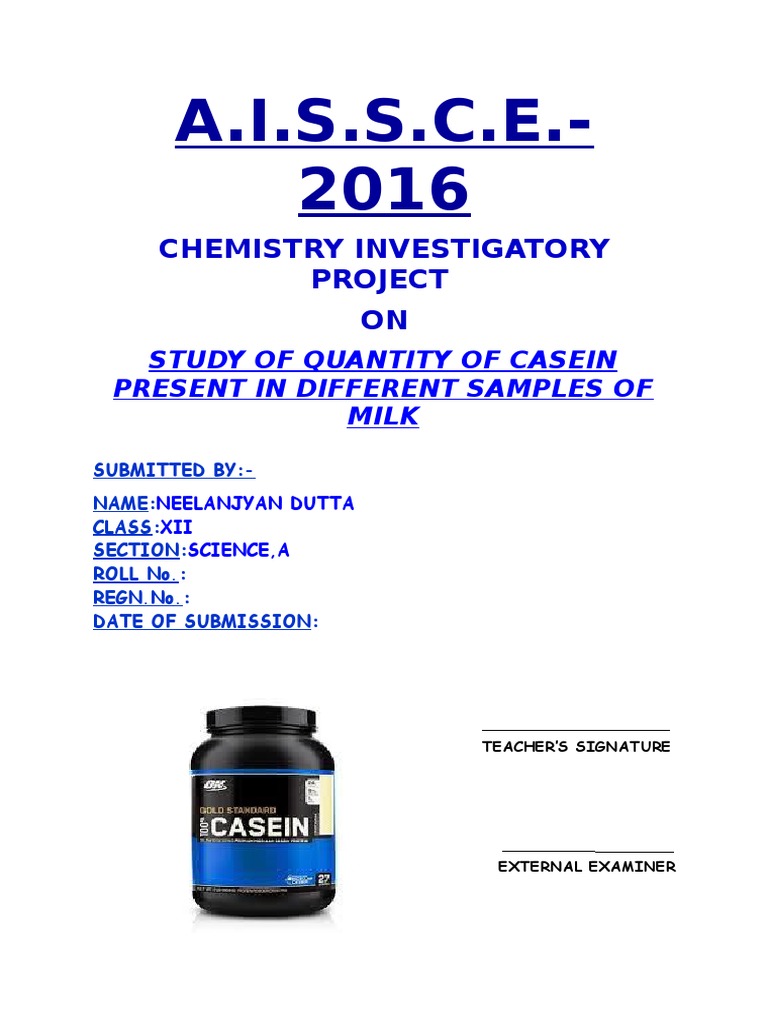 Study of Quantity of Caesin Present in Different Samples of Milk | PDF | Milk | Food And Drink