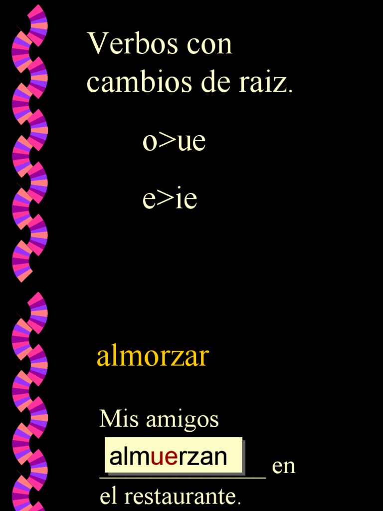 Presente .Verbos Con Cambio de Raiz :o Ue, e Ie. | PDF