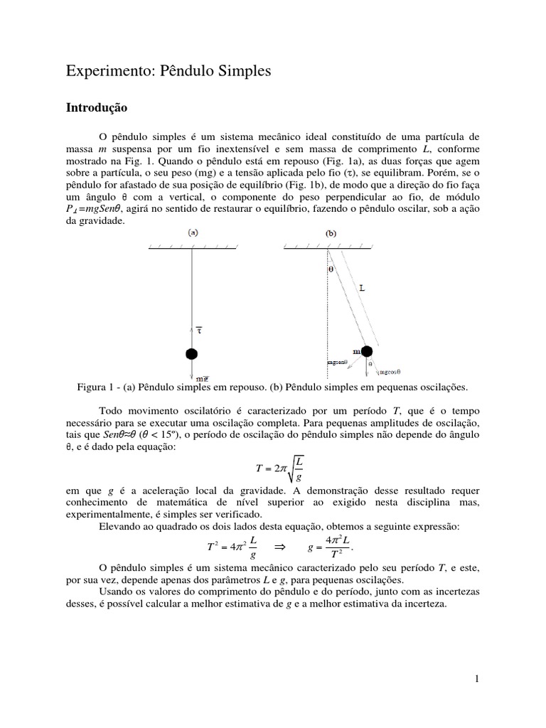 Experimento - Pêndulo Simples | PDF | Pêndulo | Estimador