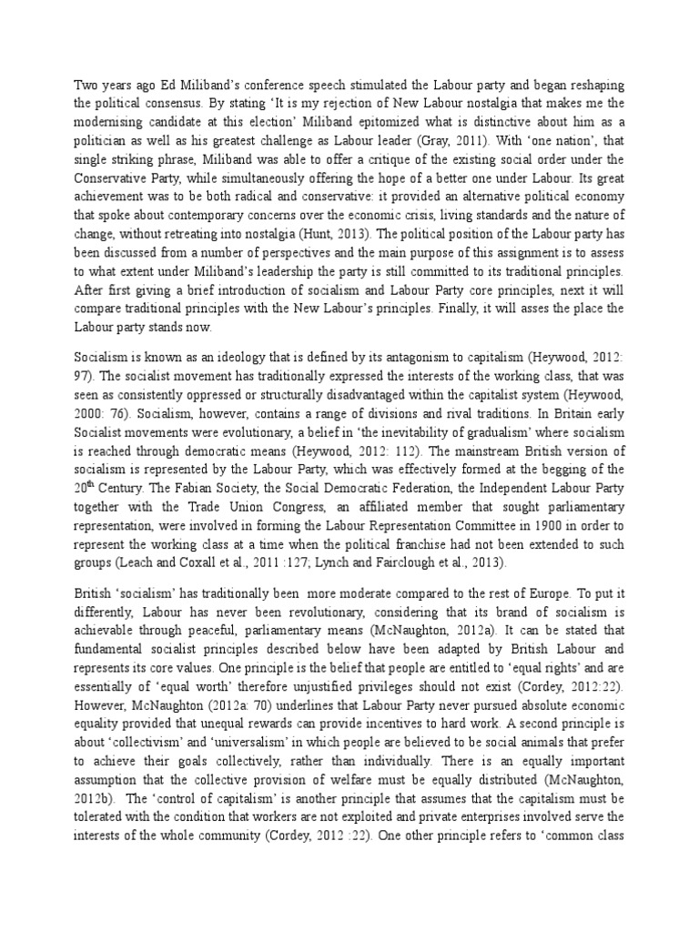 To WhatTo What Extent Is The Labour Party Still Committed To Its ...