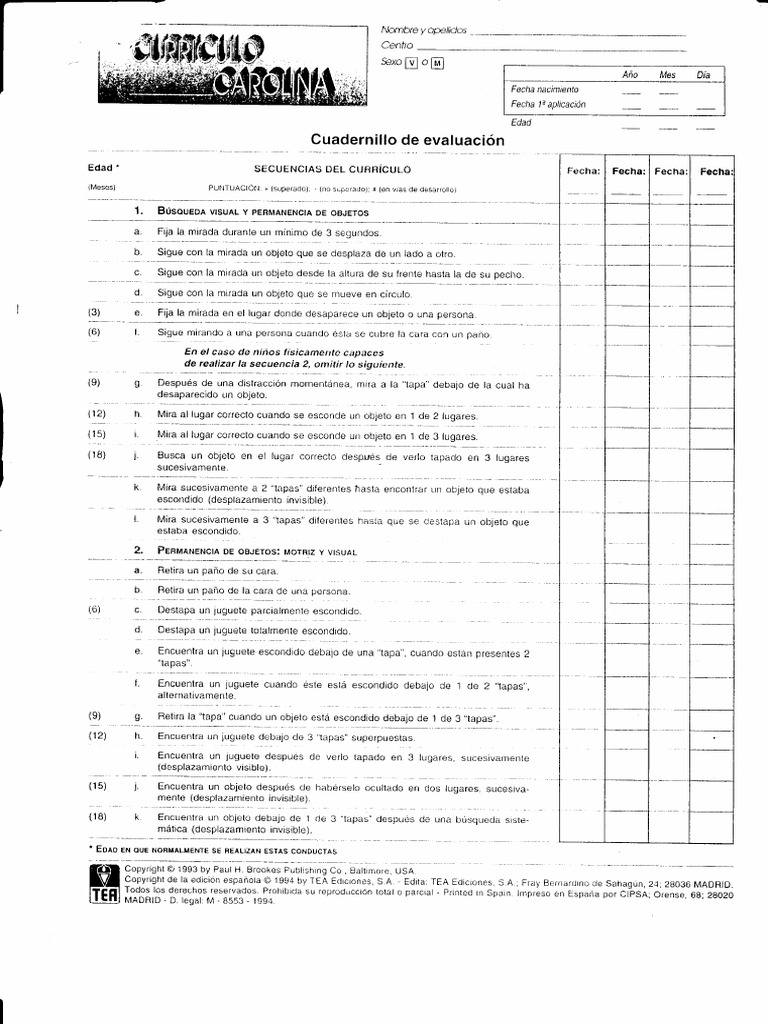 Curriculum Carolina | Descargar gratis PDF | Adultos | Mano