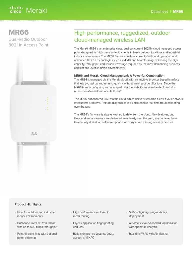 Meraki Datasheet MR66 | PDF