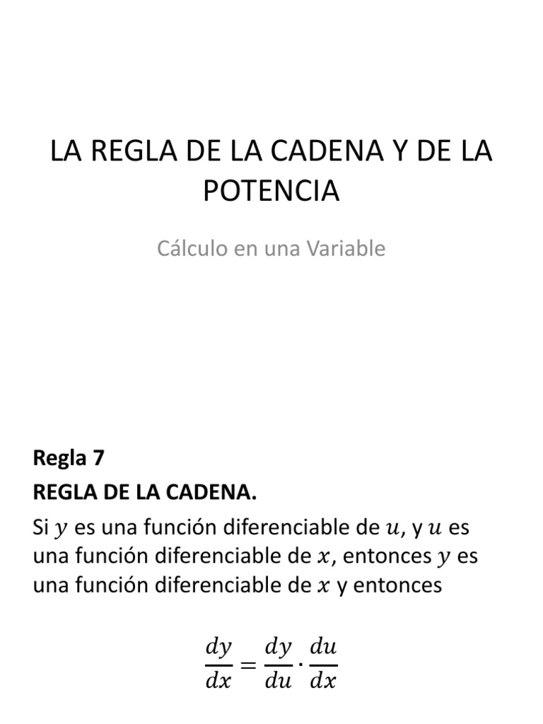 Regla de la Cadena y Potencia en Cálculo | PDF | Derivado | Función ...