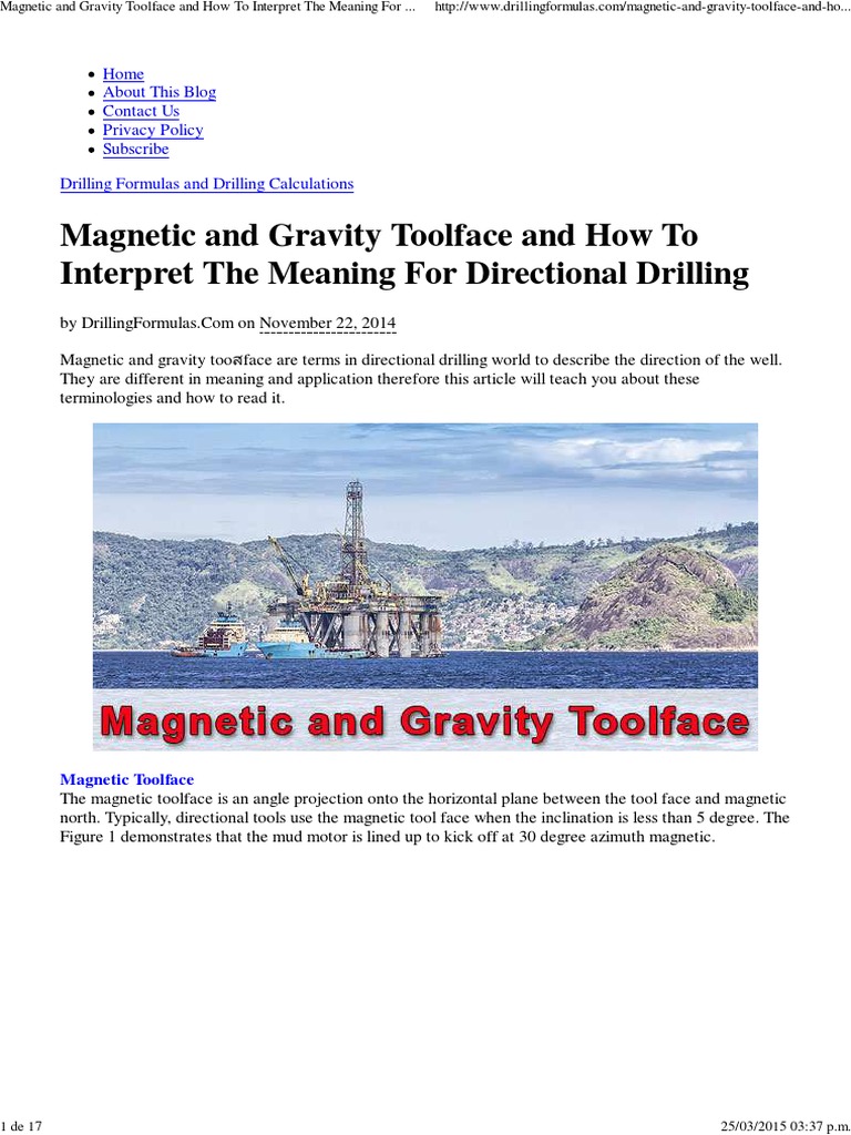 Magnetic and Gravity Toolface and How To Interpret The Meaning For ...