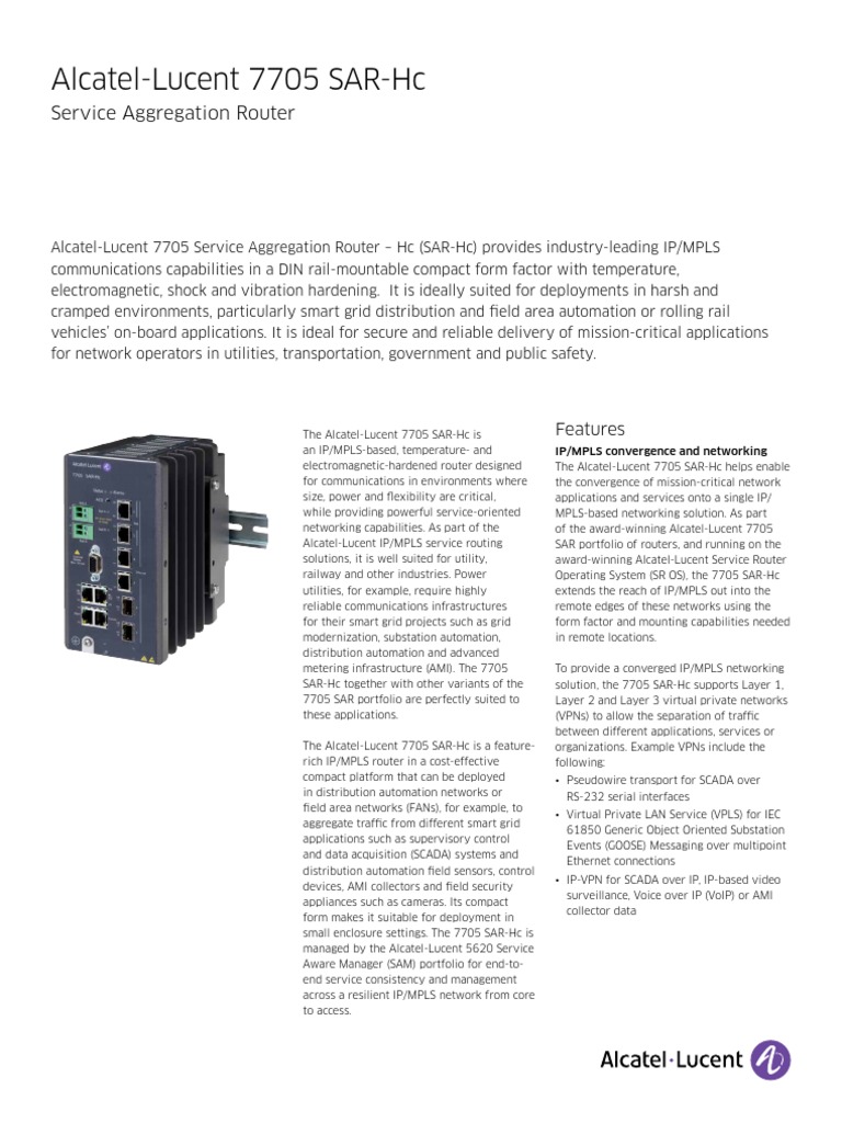 Alcatel 7705 SAR-Hc Datasheet | PDF | Multiprotocol Label Switching ...