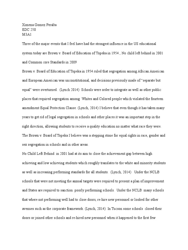 Key Events Shaping US Education System | PDF | No Child Left Behind Act ...