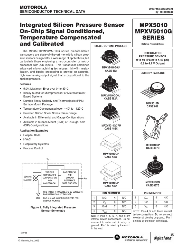 MPX5010 PDF | PDF | Electrical Engineering | Electronic Engineering