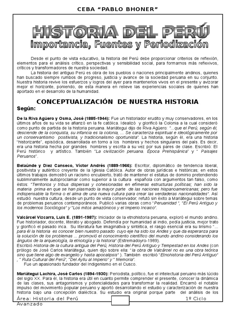 Historia Del Peru 1° | PDF | Imperio Inca | Perú