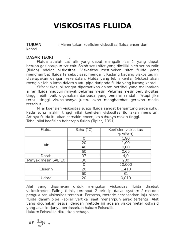 Viskositas Fluida | PDF