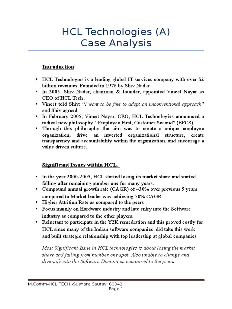 HCL Technologies | PDF | Leadership | Employment