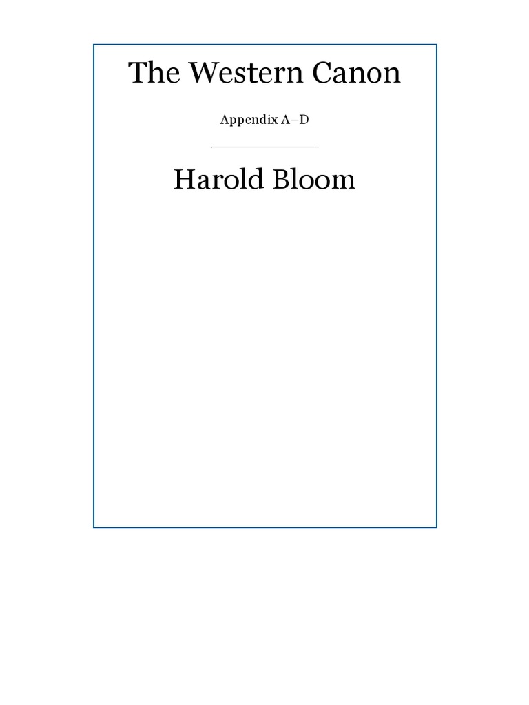 The Western Canon - Harold Bloom | PDF
