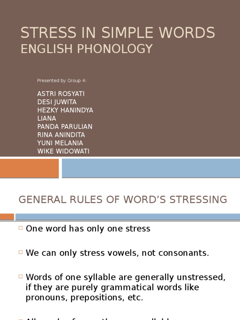 PHONOLOGY - Stress in Simple Words | Stress (Linguistics) | Syllable