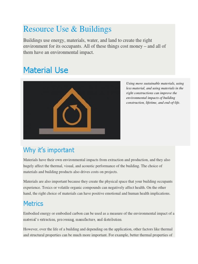 Resource Use & Buildings: Why It's Important | PDF | Green Building ...
