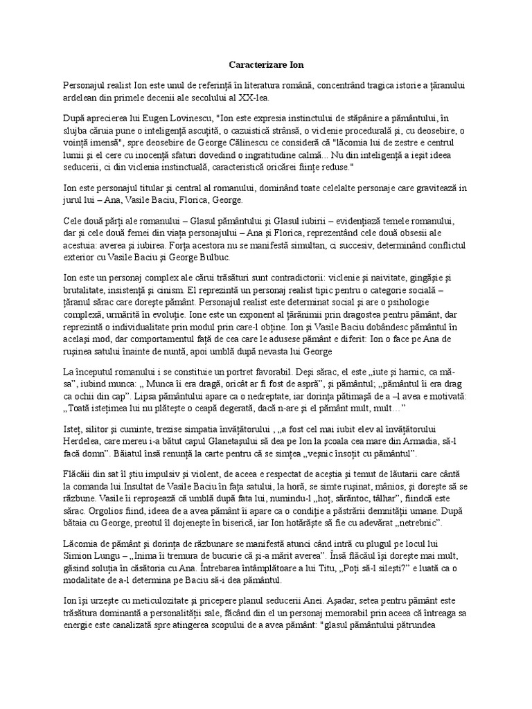 Caracterizare Ion | PDF