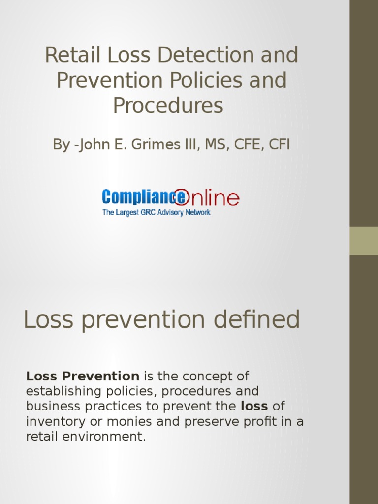 Retail Loss Detection and Prevention - Policies and Procedures | Retail ...