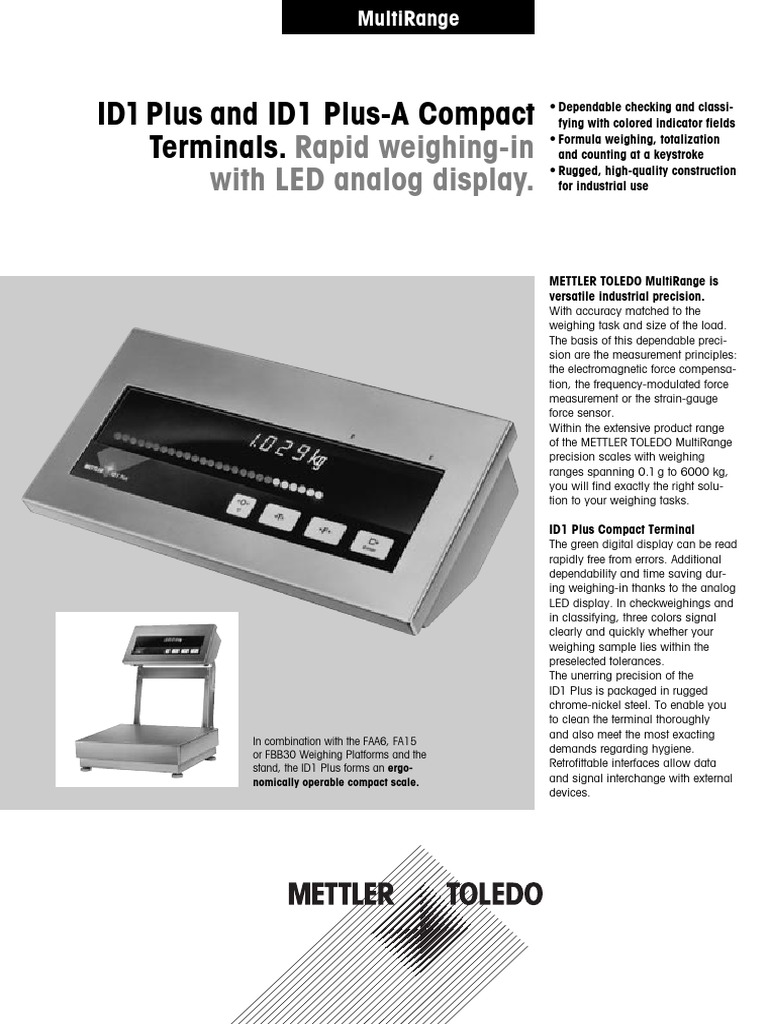 ID1Plus and ID1 Plus-A Compact Terminals. Rapid Weighing-In With LED ...