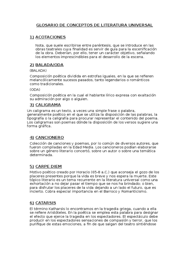 Glosario de Terminos de Literatura | PDF | Metro (poesía) | Poesía