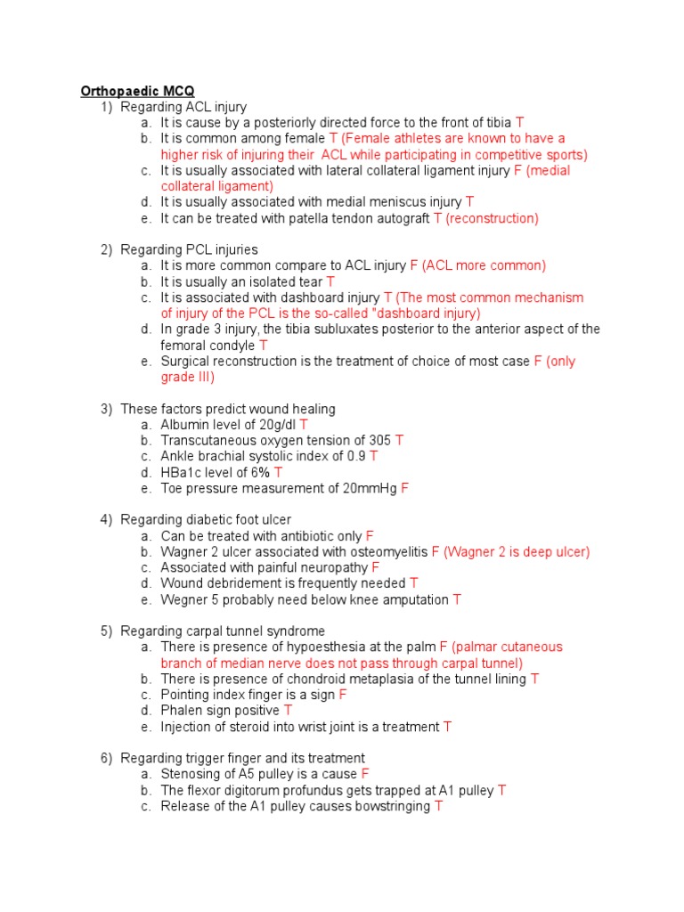 Orthopaedic MCQ | PDF | Osteoporosis | Medicine
