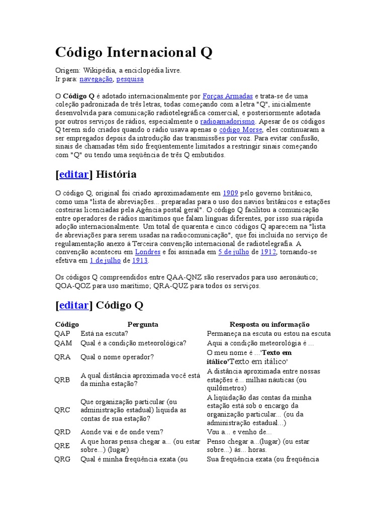 Código Internacional Q | PDF | Telecomunicações | Comunicação