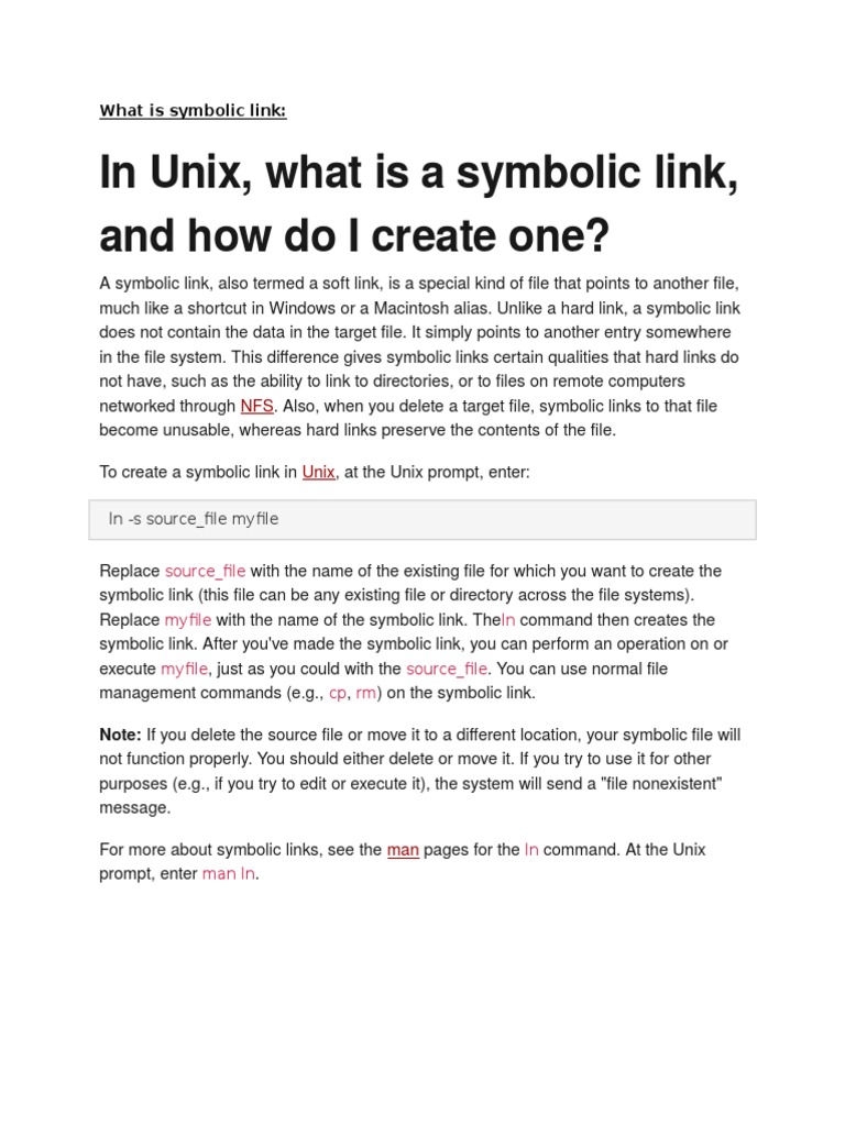 Unix Symbolic Links & Commands | PDF | Computer File | Operating System ...