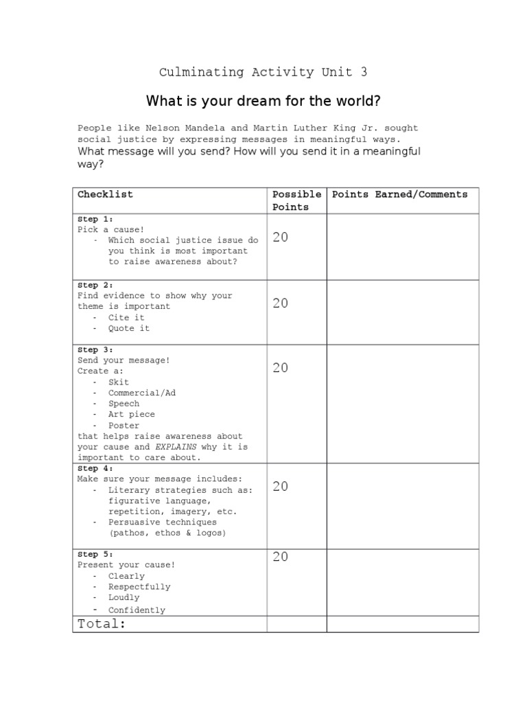 Unit 3 Culminating Activity | PDF