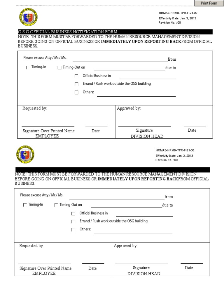 Official Business Form | PDF
