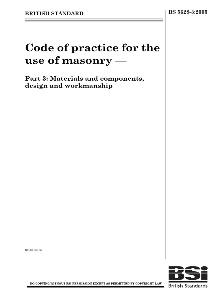 BS 5628-3 | PDF | Masonry | Brick
