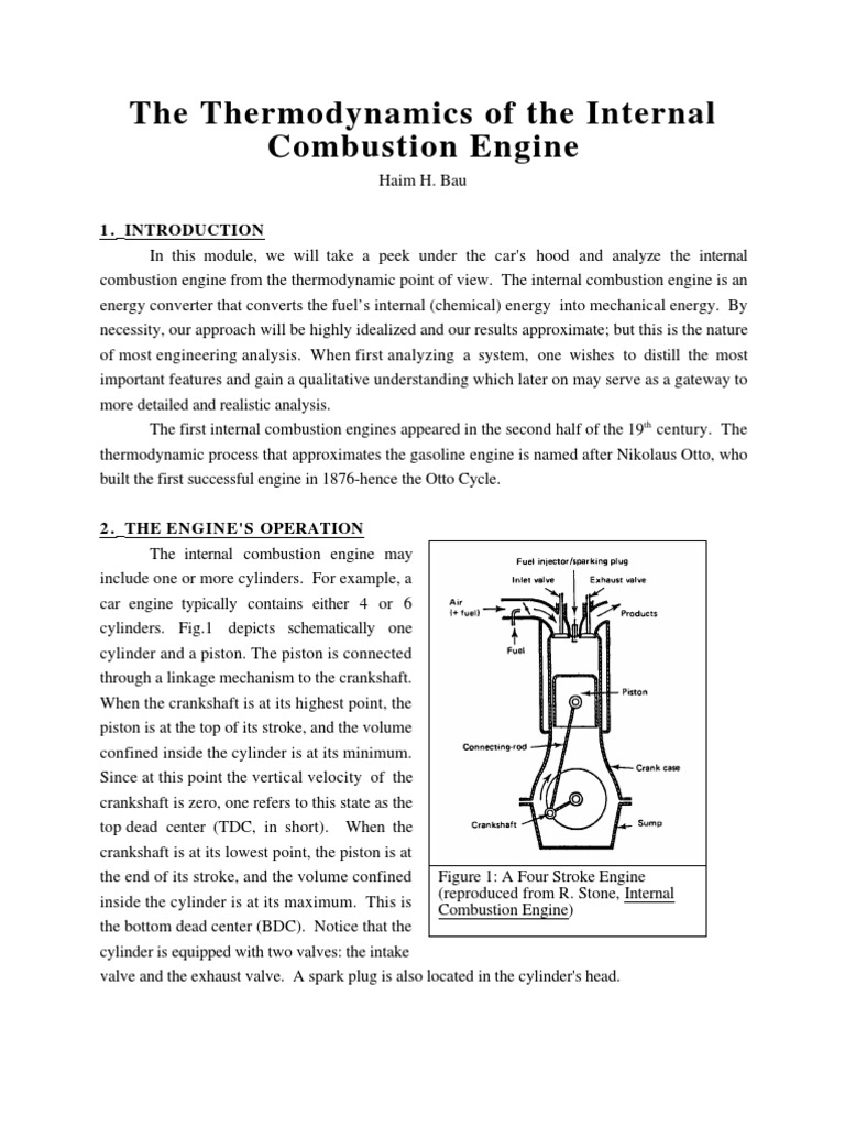 The Thermodynamics Of The Internal Combustion Engine Pdf