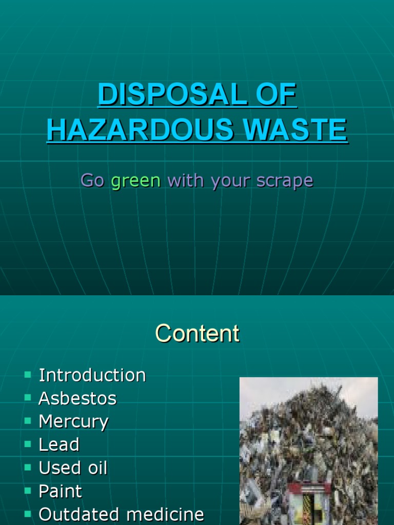 Disposal of Hazardous Waste | PDF | Lead | Hazardous Waste