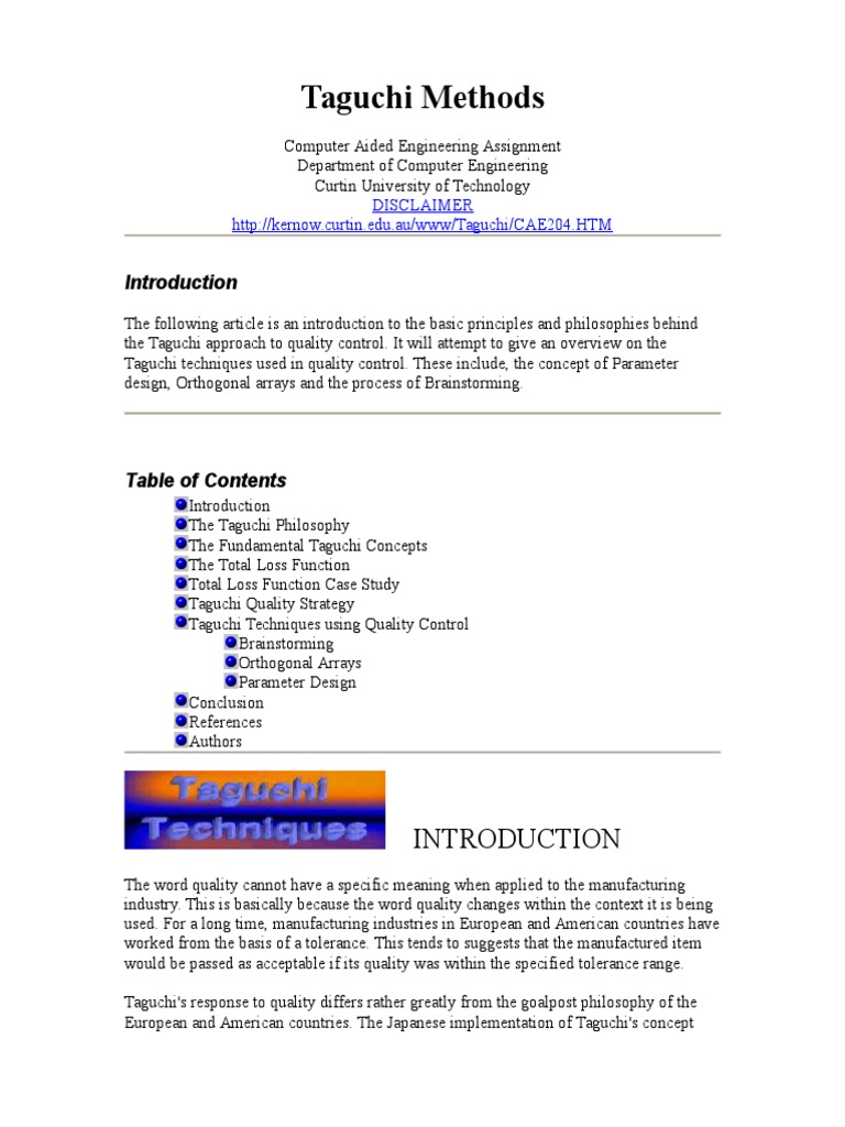 Taguchi Methods | PDF | Experiment | Analysis Of Variance