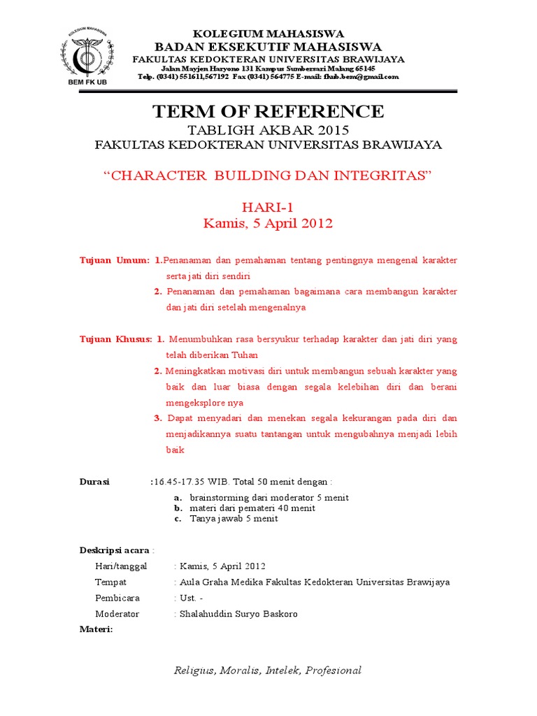 Contoh Bikin TOR Acara | PDF