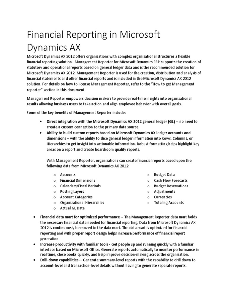 Financial Reporting in Dynamics AX PDF | PDF | Financial Statement ...