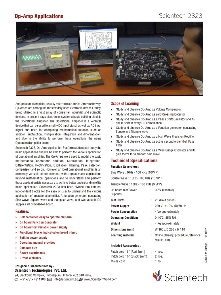 Scientech 2323 Op Amp Applications | PDF | Operational Amplifier ...
