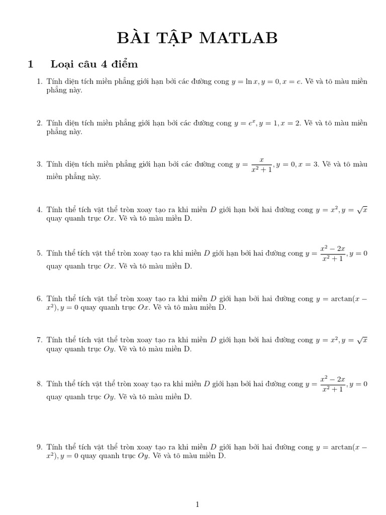 Bài tập matlab | PDF