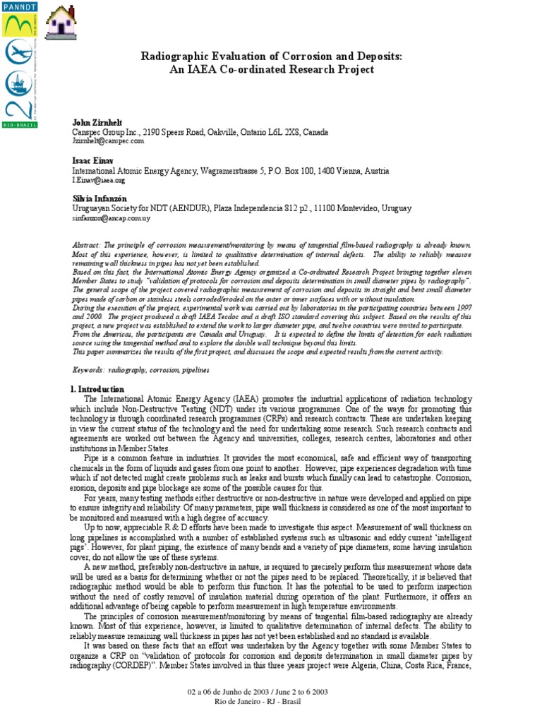 Radiographic Corrosion Evaluation in Pipes | PDF | Gamma Ray ...