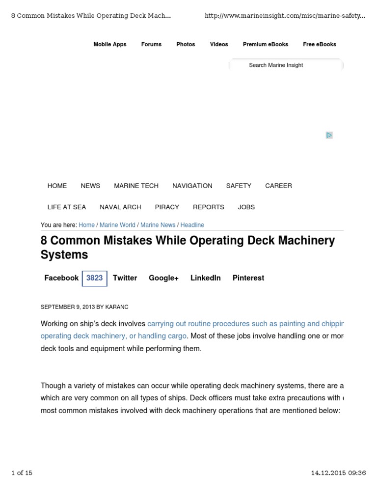 8 Common Mistakes While Operating Deck Machinery Systems | PDF | Sailor ...