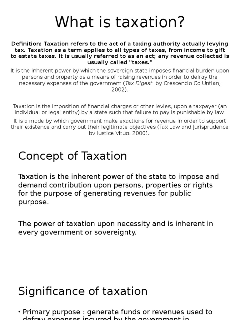 Understanding Taxation Concepts | PDF