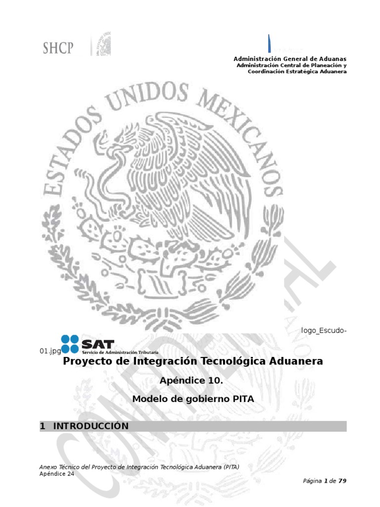 Apéndice 10 - Modelo de Gobierno PITA | PDF | aduana | Planificación