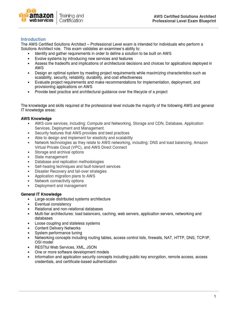 AWS Certified Solutions Architect Professional Blueprint | PDF | Scalability | Cloud Computing