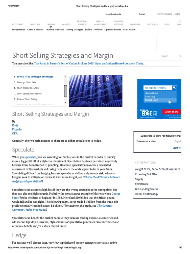 Short Selling Strategies and Margin | PDF | Short (Finance) | Margin ...