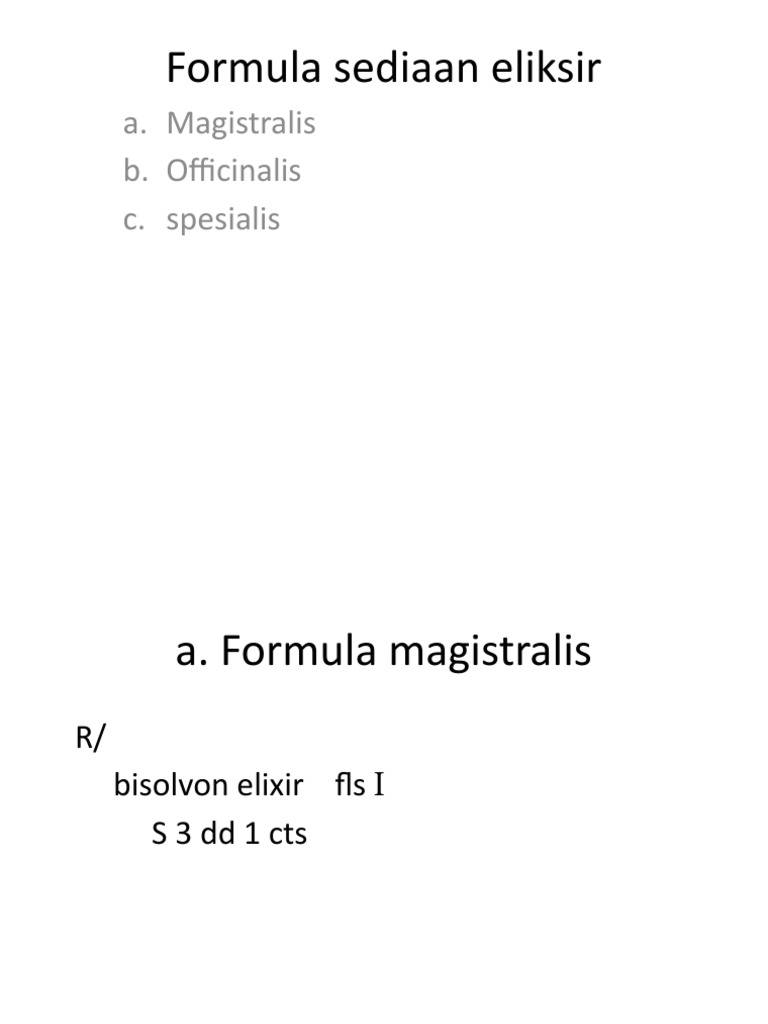 Formula Sediaan Eliksir | PDF
