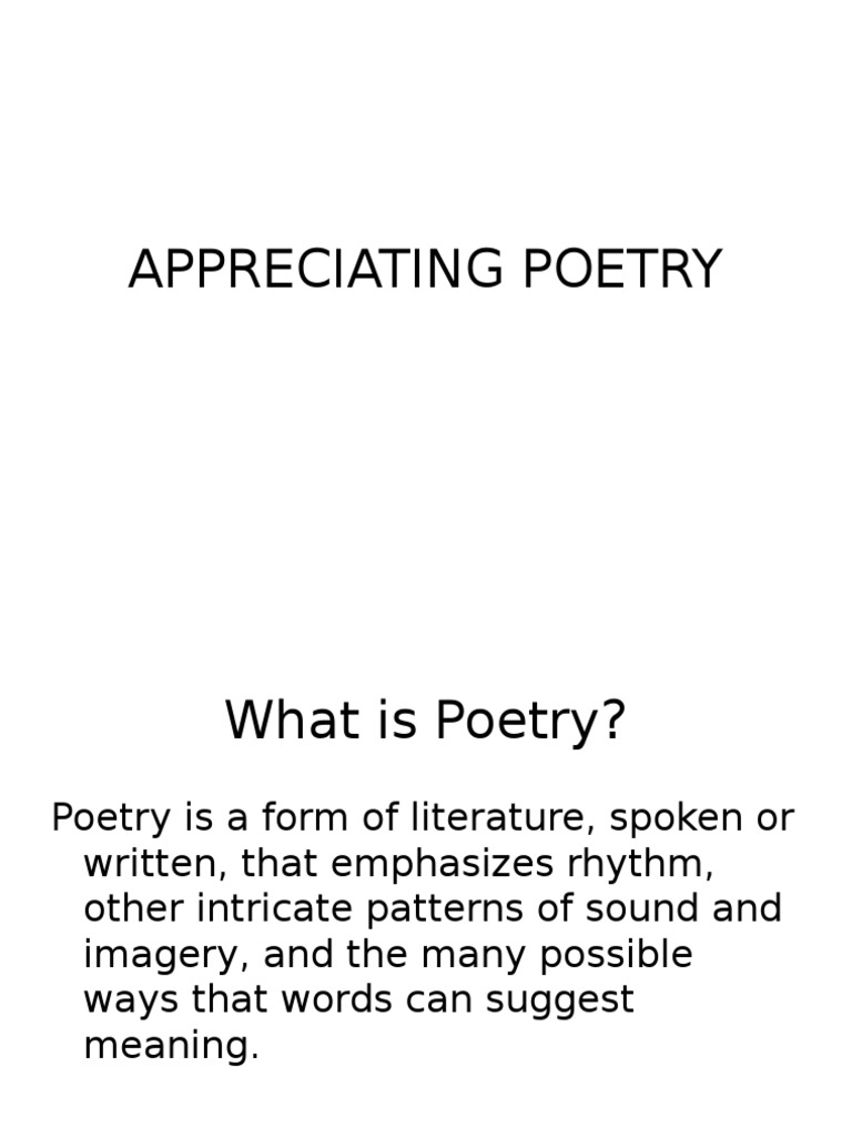 Appreciating Poetry | PDF | Poetry
