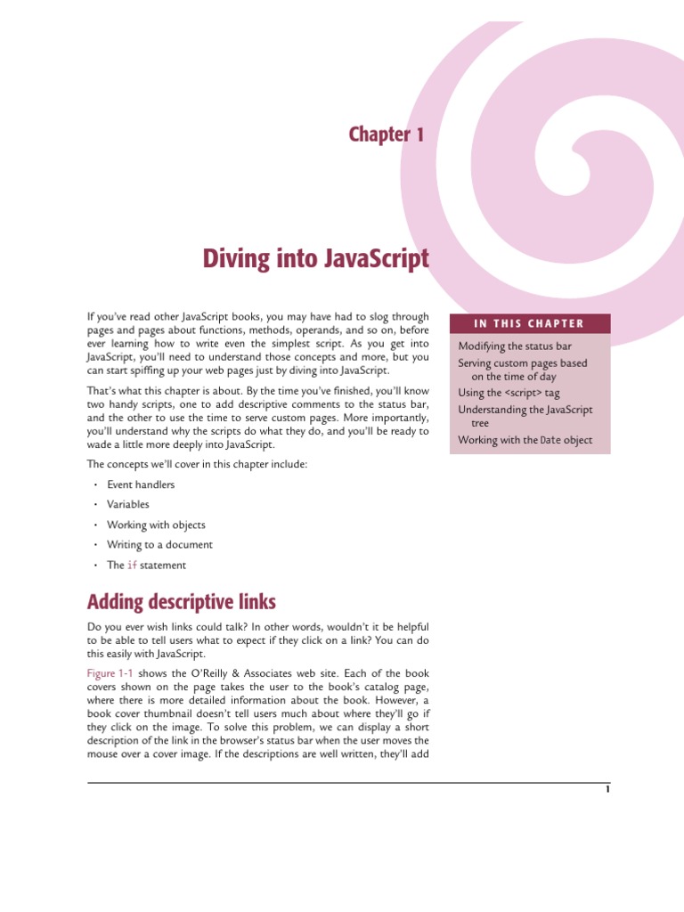 Chapter 1diving Into Javascript | PDF | Html Element | Java Script