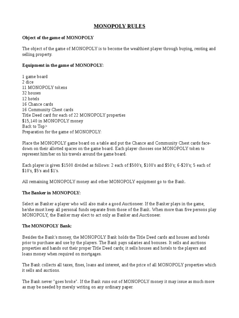 Monopoly Rules | Mortgage Loan | Bankruptcy